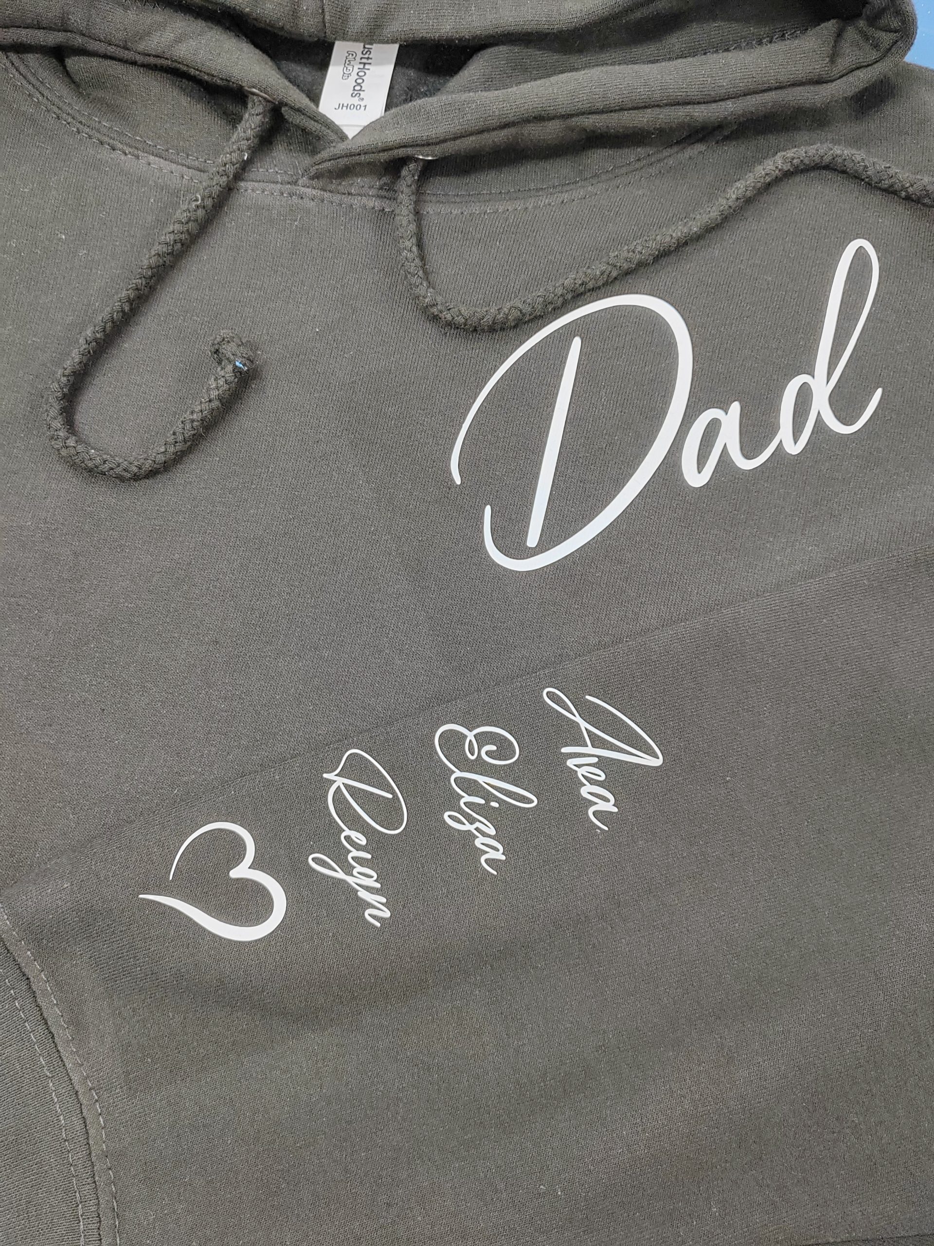 Dad Hoodie Personalised Custom Hoody with Names on Sleeve